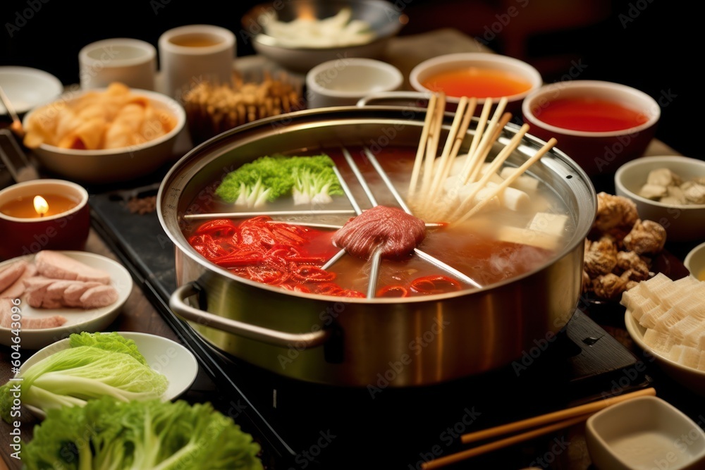 Generative AI Chinese hot pot also known as a steamboat is a dish Food ...