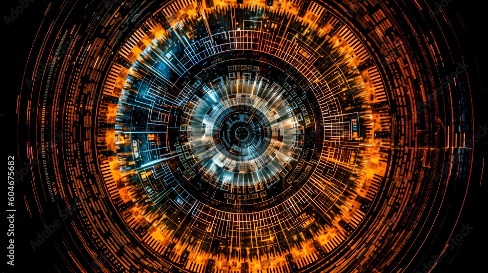 abstract representation of a Bitcoin mining process, Visualized with a macro lens, using high ...