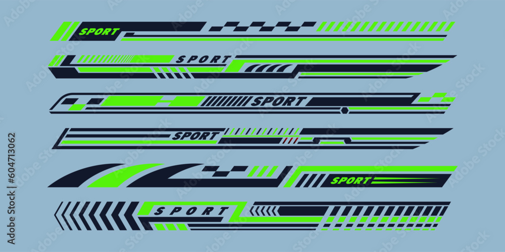 Sports racing stripes. Sports car, moto, boat stickers, striped vehicle ...