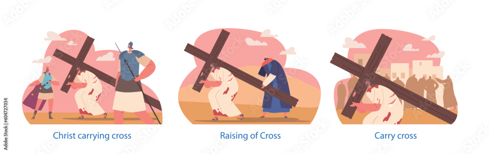 Jesus Carrying The Cross. Poignant Biblical Scenes Depicting Jesus ...