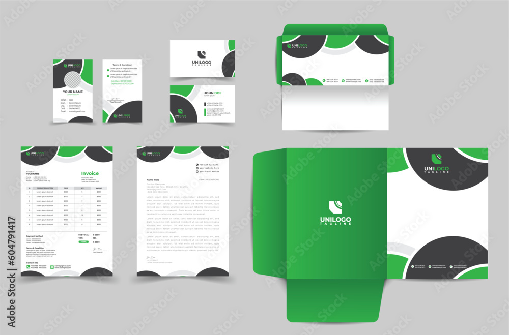 Corporate Brand Identity Mockup set with digital elements. Editable ...