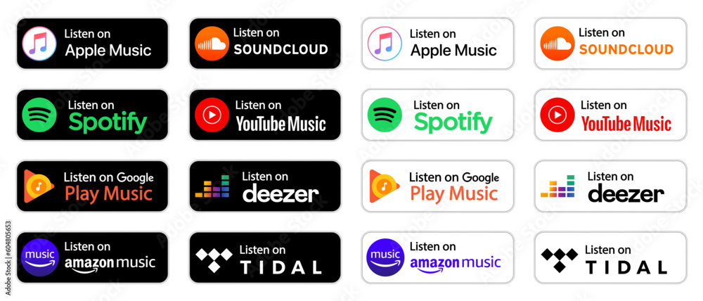 Popular music streaming services with listening badges.Music streaming ...