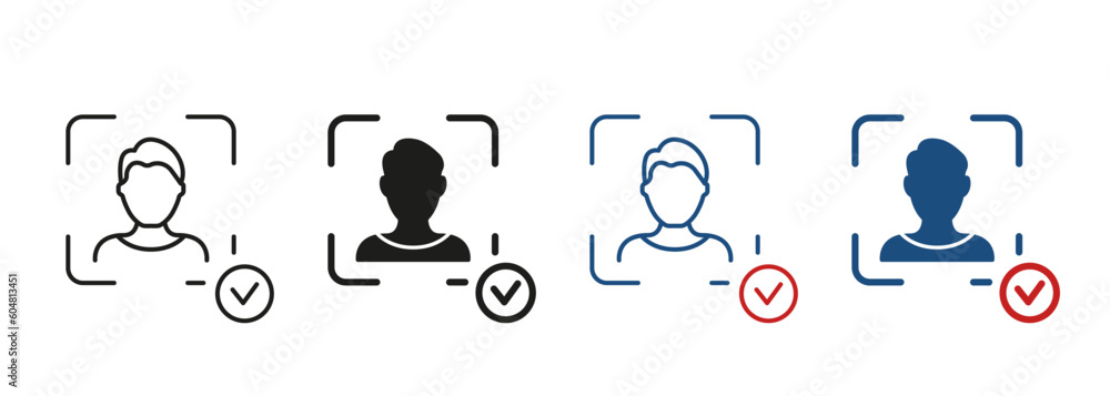 Biometric Identification Technology Symbol Collection. Facial ...