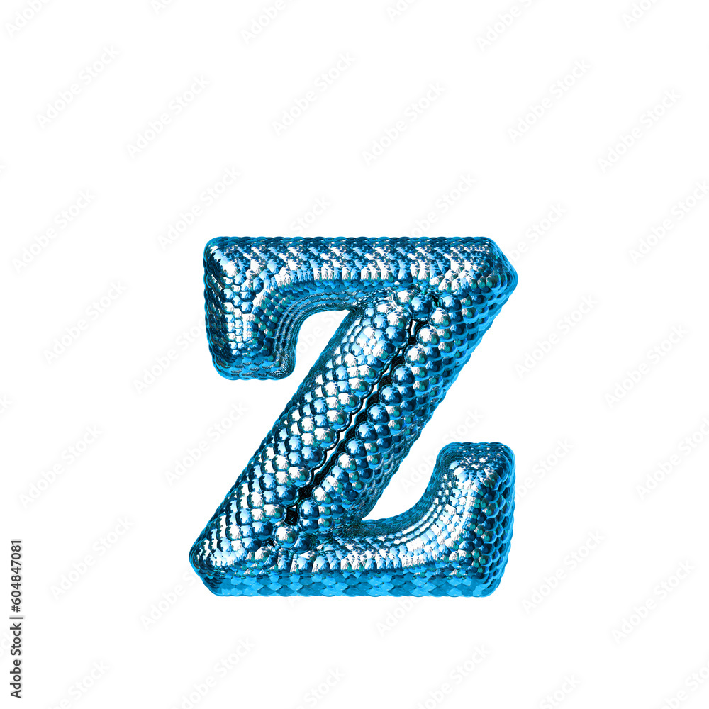 Symbol made of blue and silver like the scales of a snake. letter z ...