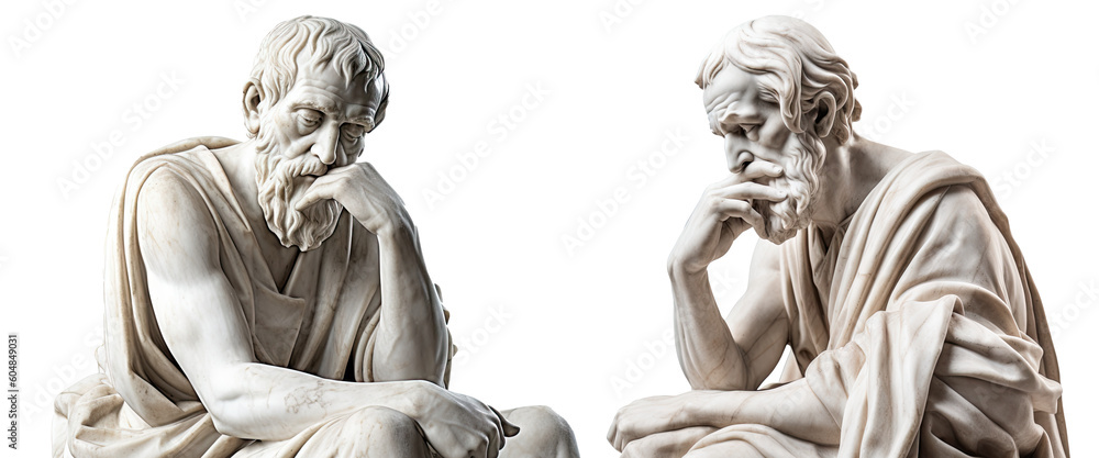 Set of marble statue philosophers isolated on transparent background ...
