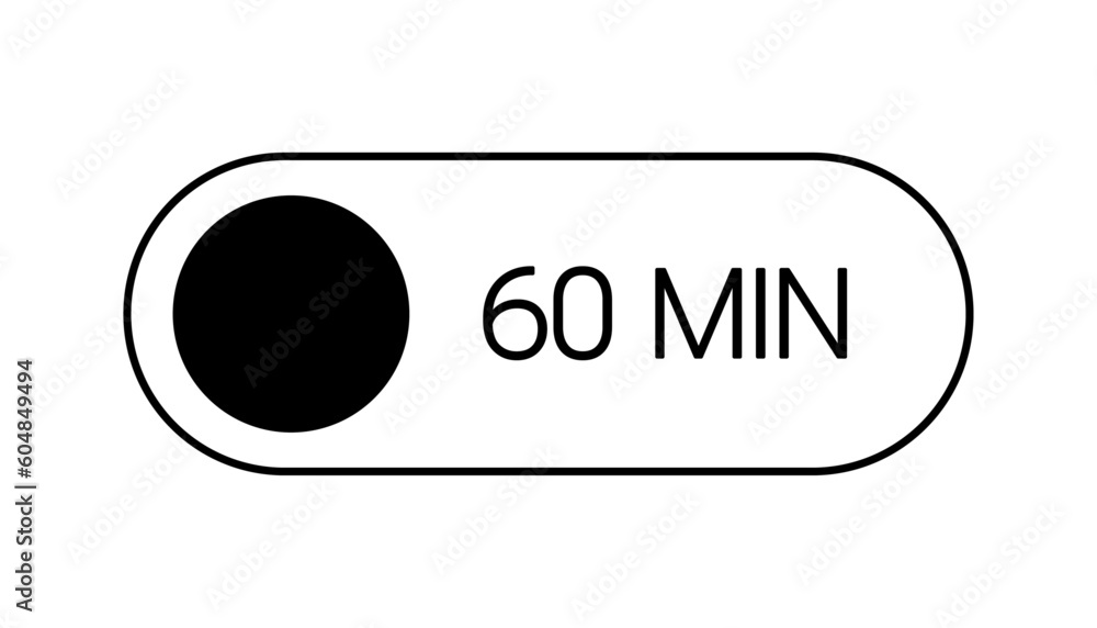 60 Minutes Timer UI UX Design Icon, Modern Minimal Look. Clock, Stop ...