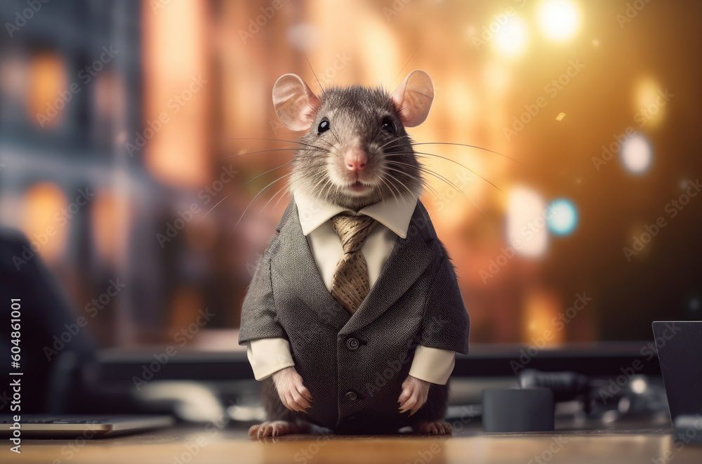 Illustration of a cute rat dressed in a suit and tie, rat dressed as an ...