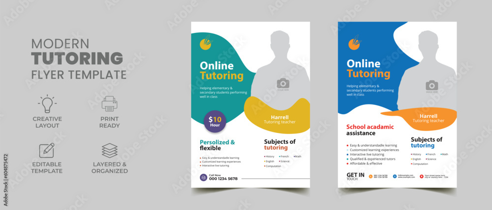online tutoring service flyer layout, home tutor flyer, poster, book ...