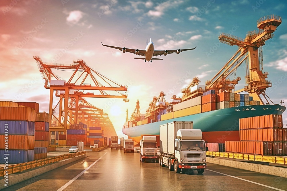 Global Supply Chain: Business Logistics in Action with Plane, Truck ...