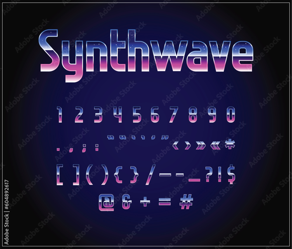 80's - 90's Retro Futurism Sci-Fi Font. Numbers. Vector. Retro wave ...