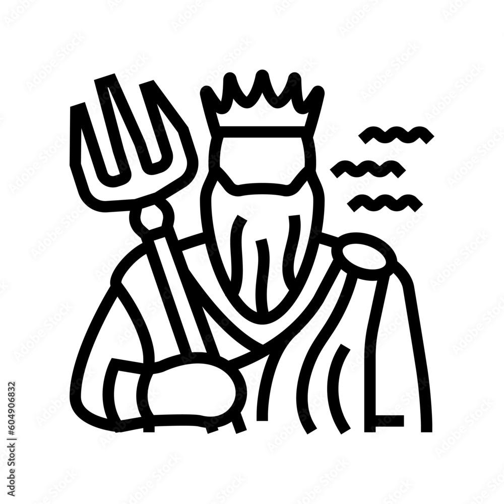 poseidon greek god mythology line icon vector. poseidon greek god ...