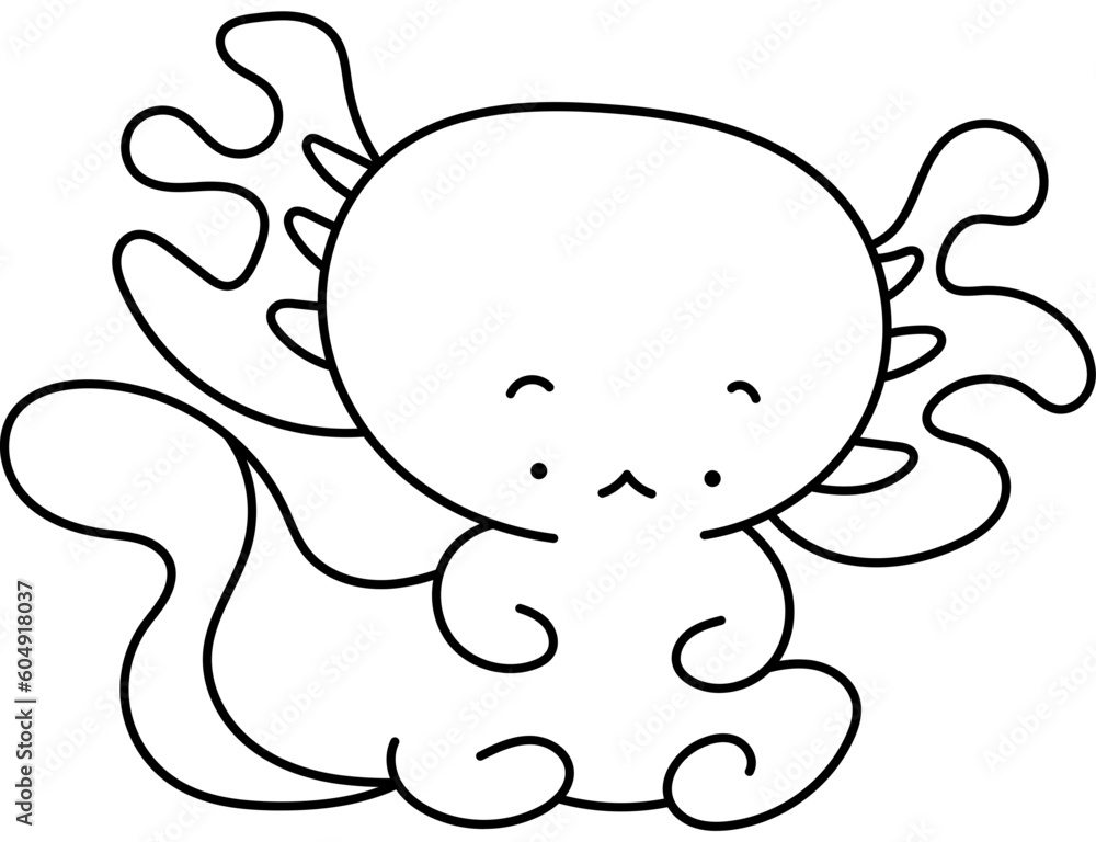 Coloring Page Axolotl Animal Stock Vector | Adobe Stock