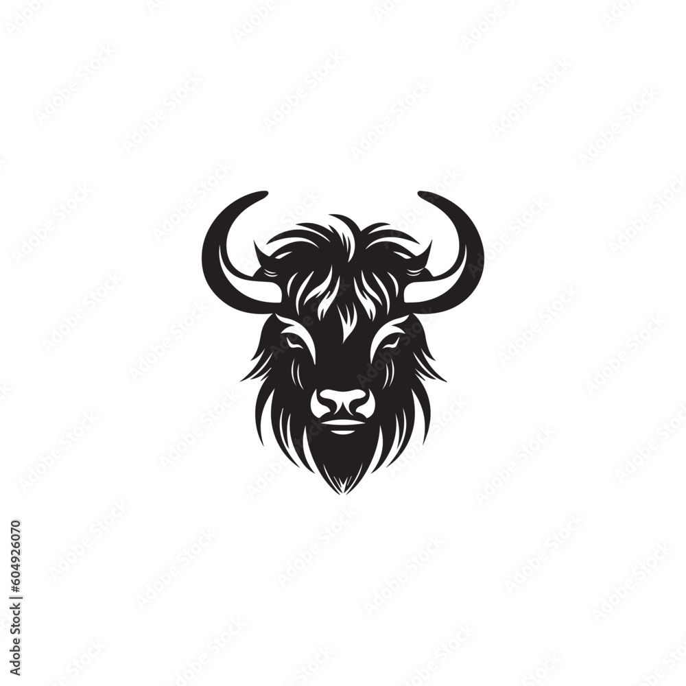 simple black yak logo icon designs vector black and white Stock Vector ...