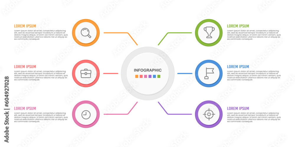 Business data visualization concept with 6 options. Vector illustration ...
