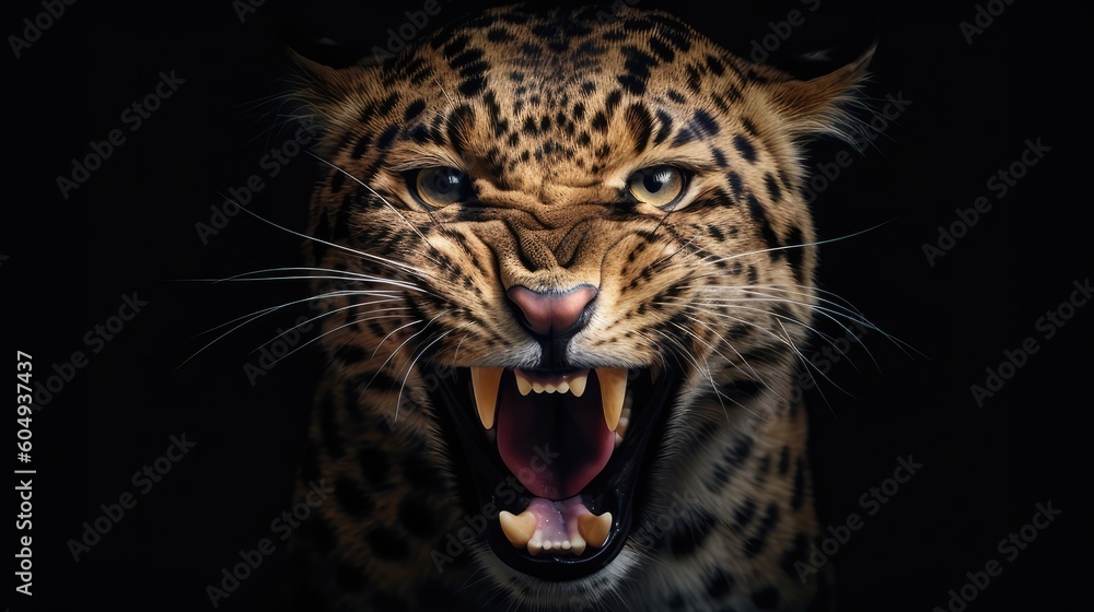Angry leopard head generative AI Stock Illustration | Adobe Stock