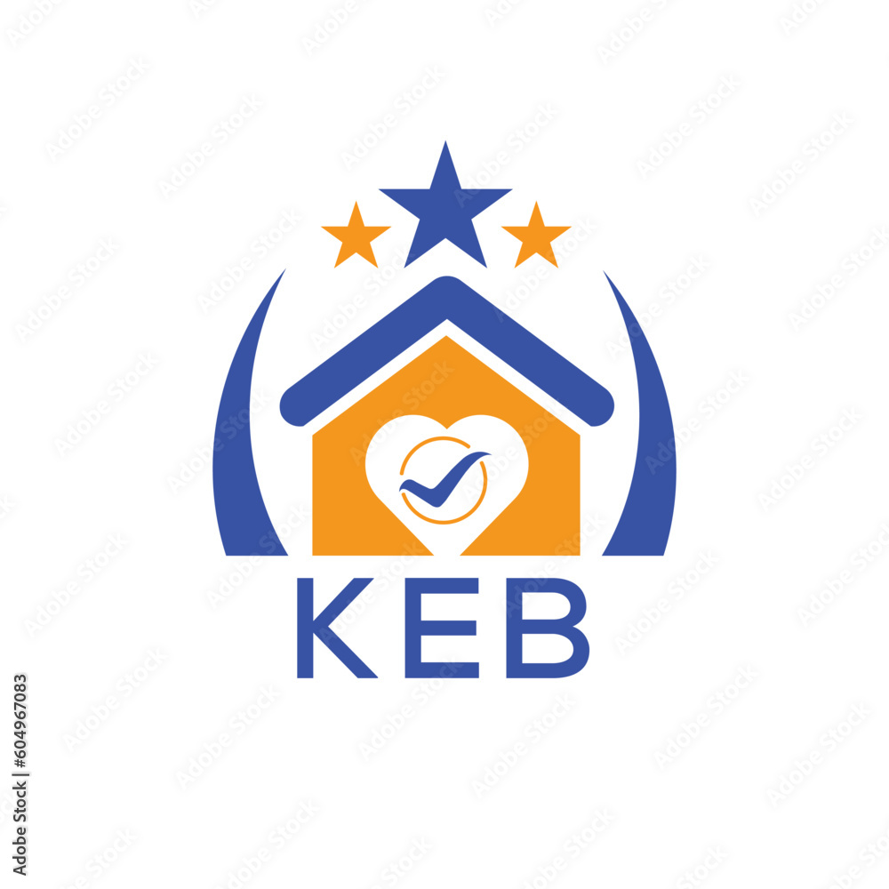 KEB House logo Letter logo and star icon. Blue vector image on white ...