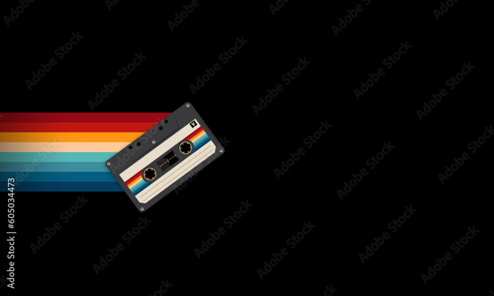 Retro musiccasette with retro colors eighties style, cassette tape ...