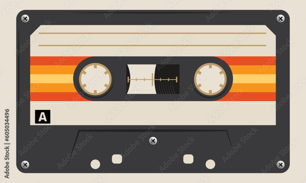 Retro musiccasette with retro colors eighties style, cassette tape ...