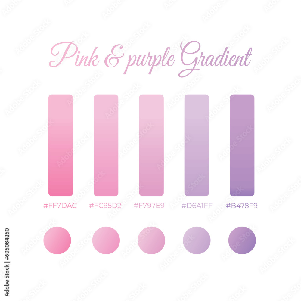 pastel pink and purple color palette, collection of soft gradation ...