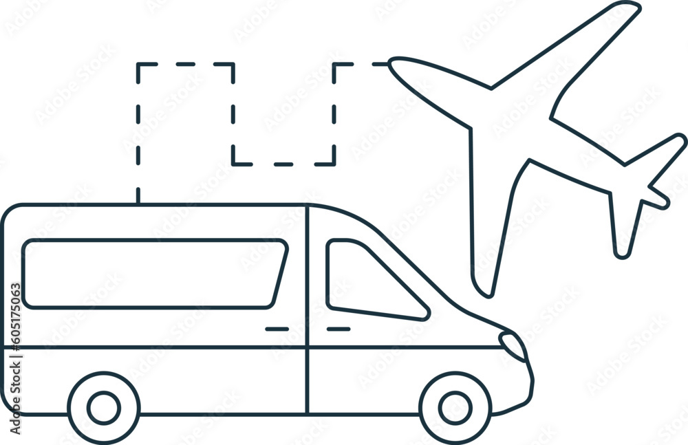 Airport shuttle icon. Monochrome simple sign from airport elements ...