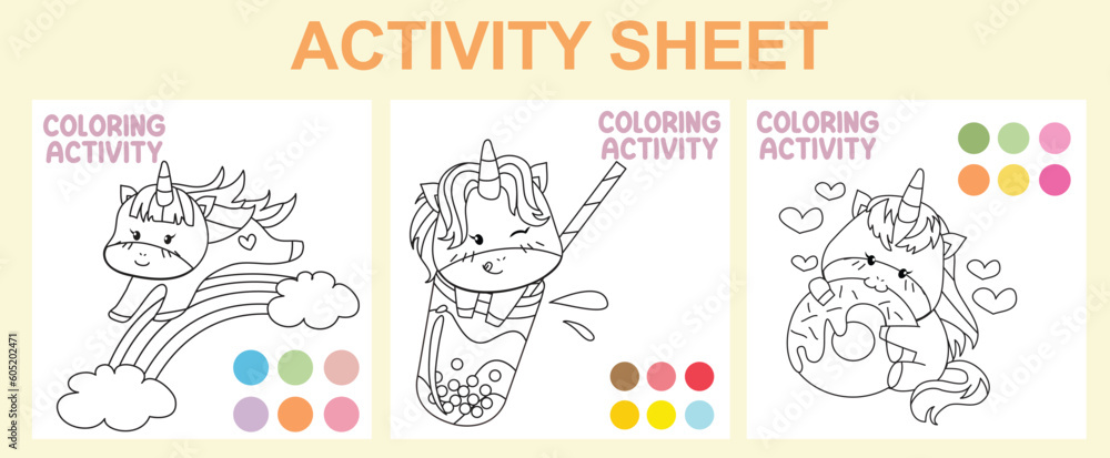 Printable activity sheet for children. 3 in 1 Educational worksheet ...