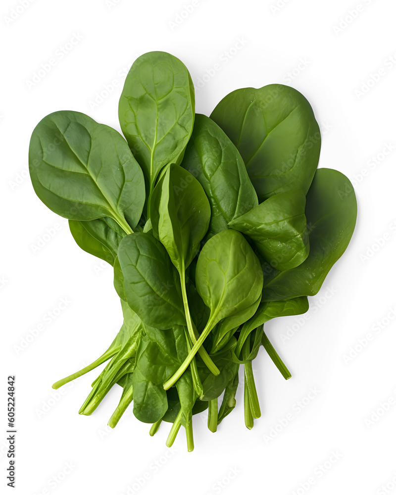 Bundle of fresh spinach isolated on transparent and white background ...