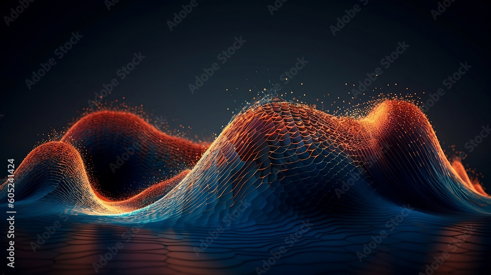 Blue orange Gradient Digital Polygons: A Network Grid Fusion background ...