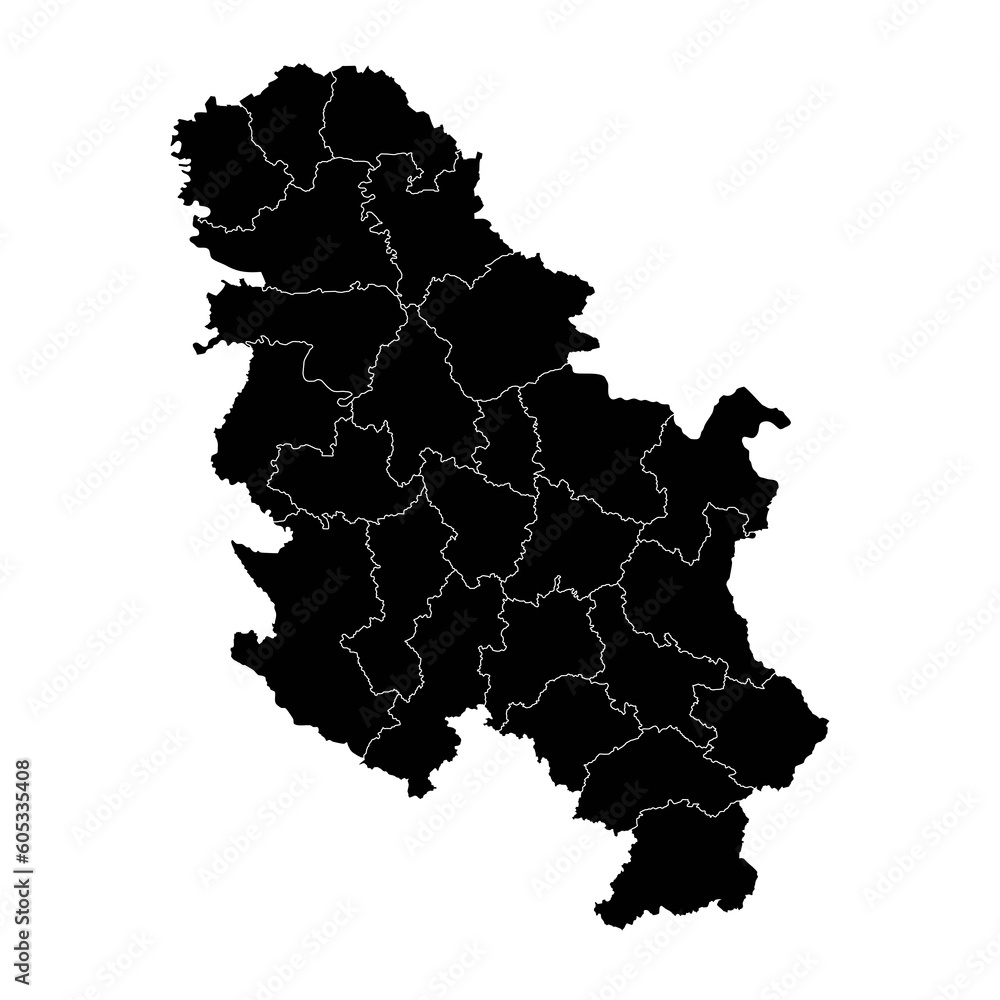 Serbia Map With Administrative Districts Without Kosovo Vector