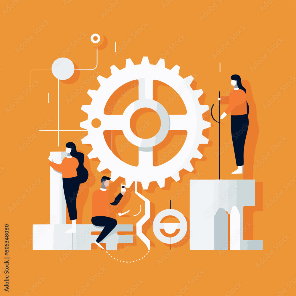 minimalist flat vector illustration depicts people holding different ...