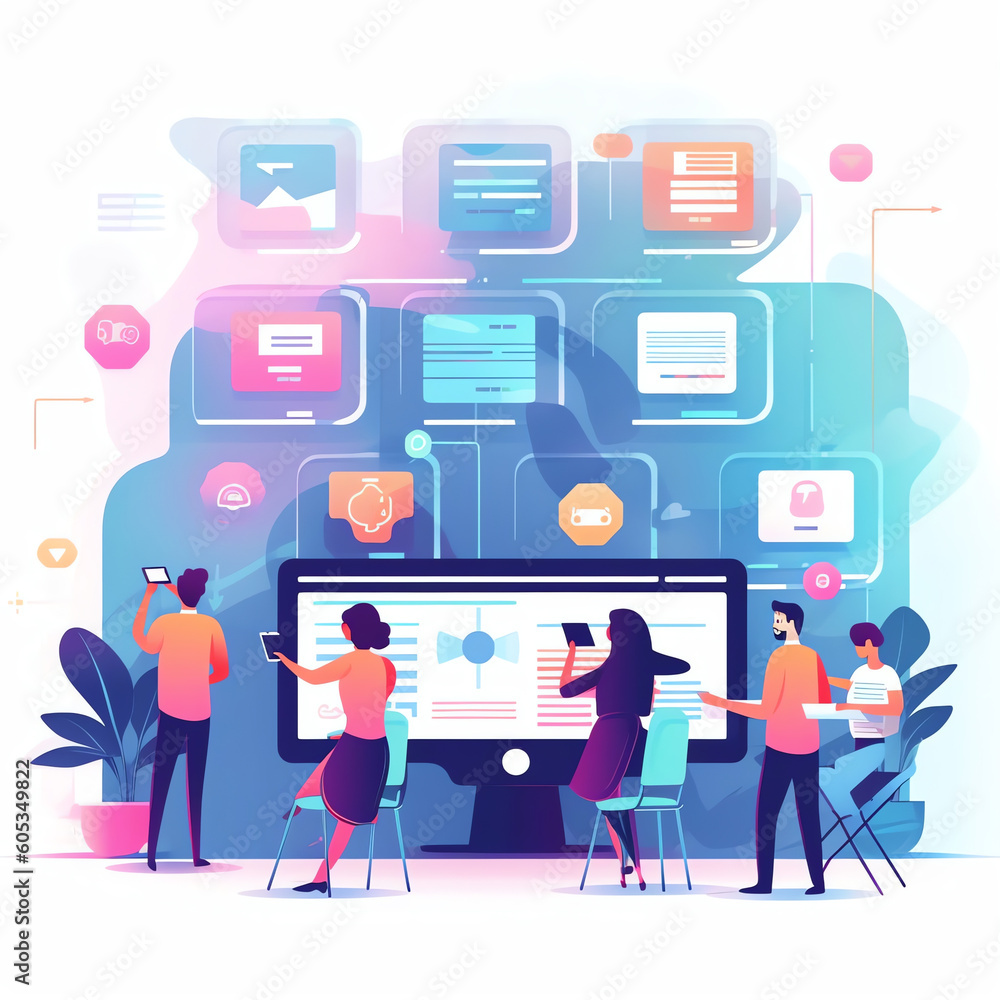 AI Generated: Agile Software Development Team Seamlessly Adjusting Project Roadmap, Showcasing ...