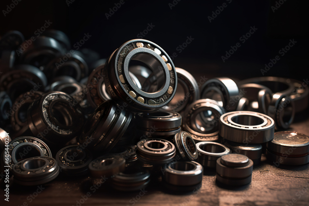 Pile of bearings for industrial background. Heap of bearing industriaal ...