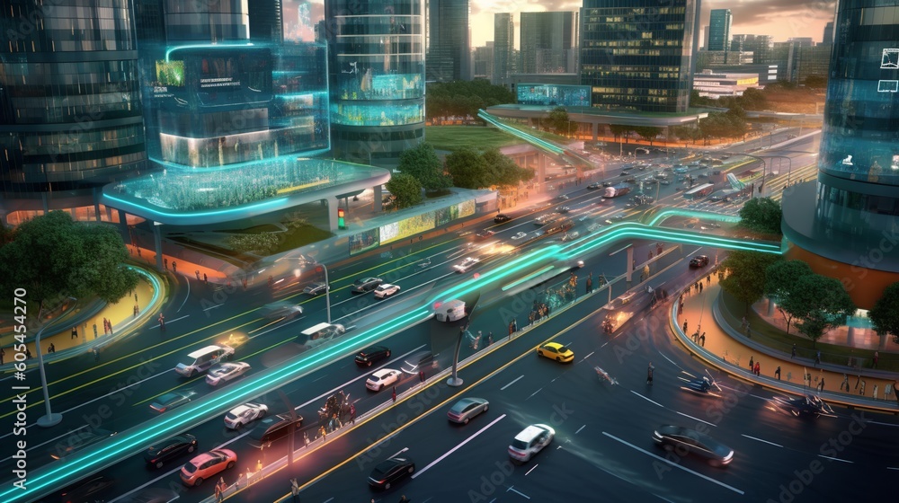 Autonomous vehicles navigating city streets, revolutionizing commuting ...