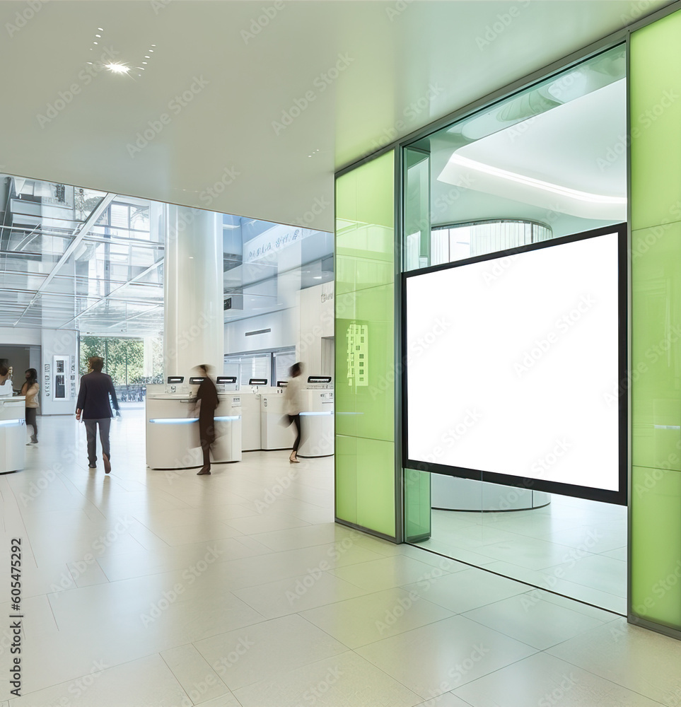 digital signage screen in a modern building interior, ideal for ...