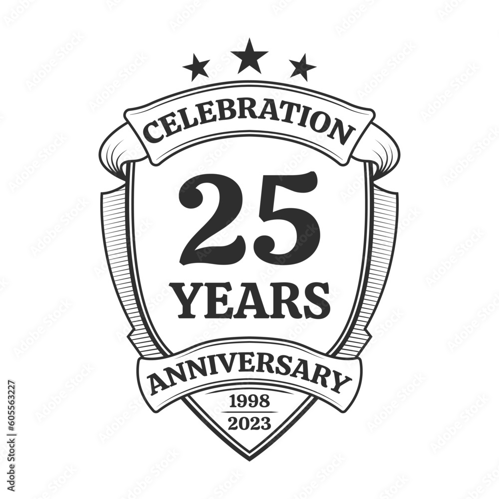 25 year anniversary icon or logo. 25th yubilee celebration, business ...