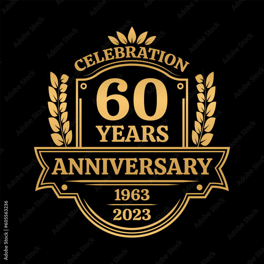 60 years anniversary icon or logo. Vintage birthday banner design. 60th ...