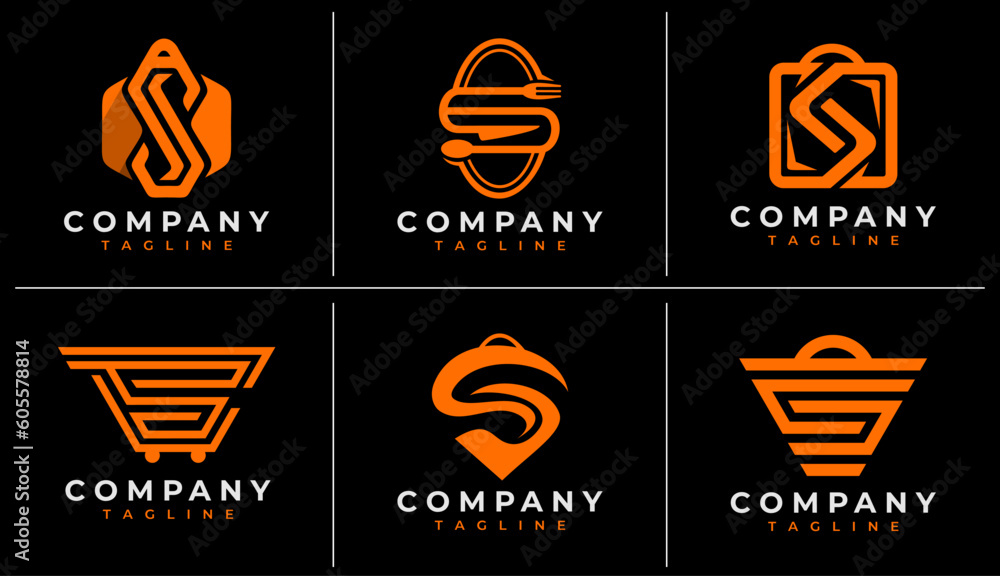 Minimalist shopping bag and trolley letter S logo design Stock Vector ...