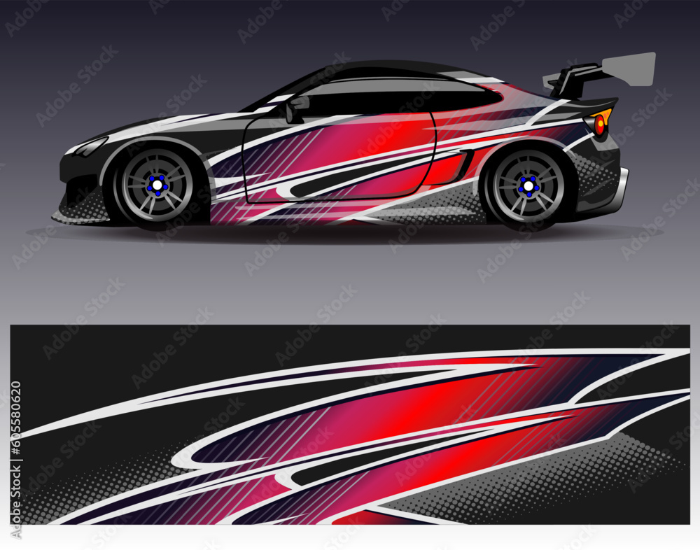 Car wrap design vector. Graphic abstract stripe racing background kit ...