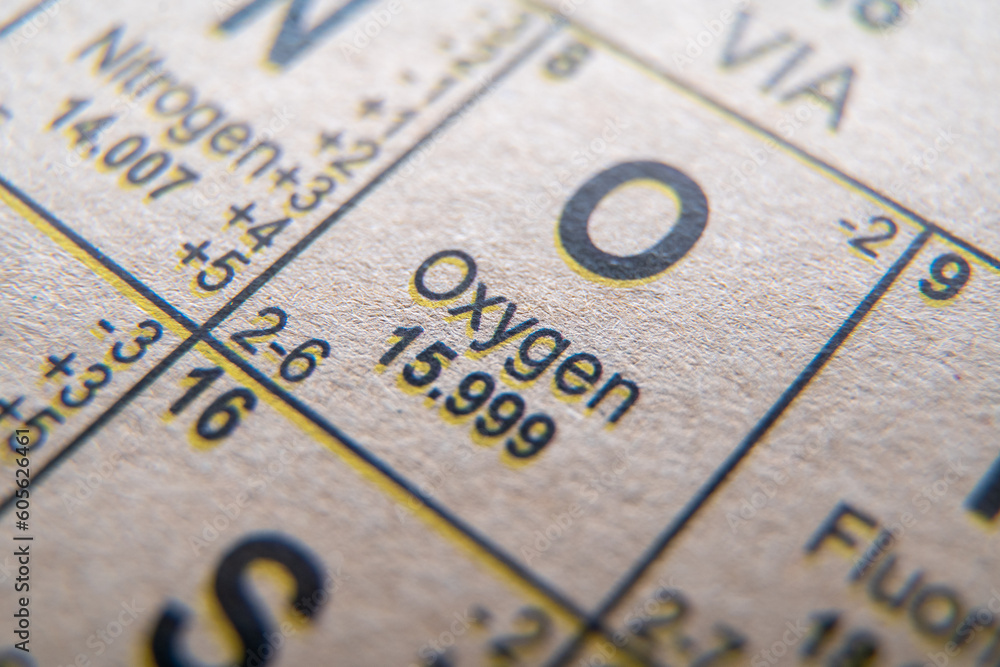 Oxygen on periodic table of the elements. Stock Photo | Adobe Stock