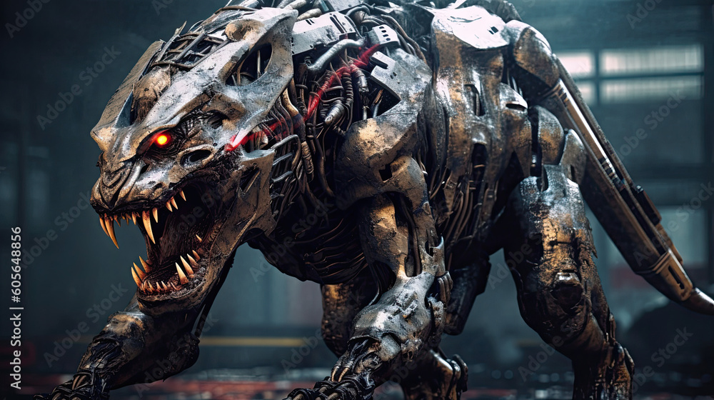 cybernetic tiger monster predator cyberpunk robotic - by generative ai ...