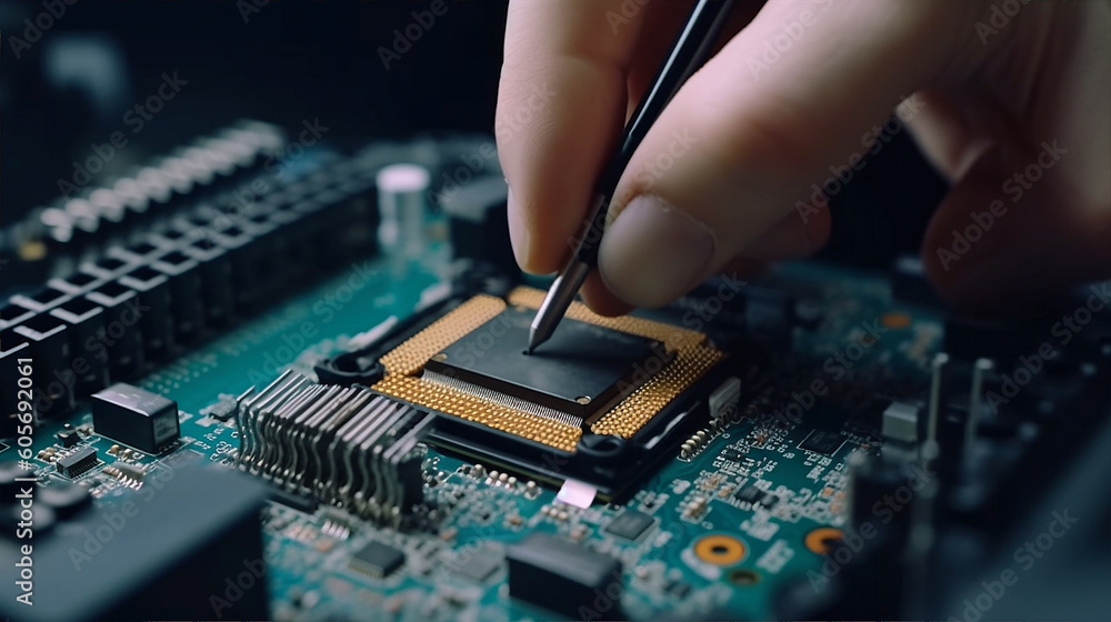 Generative ai illustration of engineer repairman the computer ...