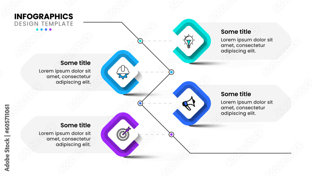 Infographic template. Line with 4 squares and icons Stock Vector ...