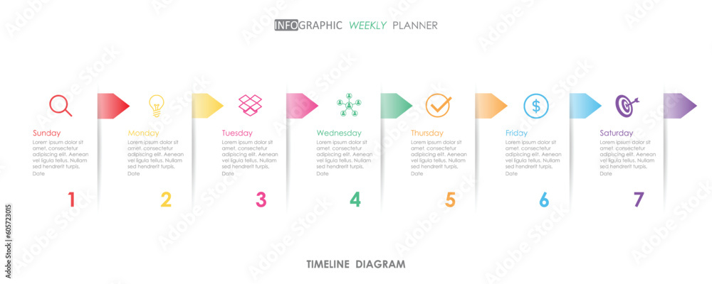 timeline weekly planner schedule project diagram Infographics template ...
