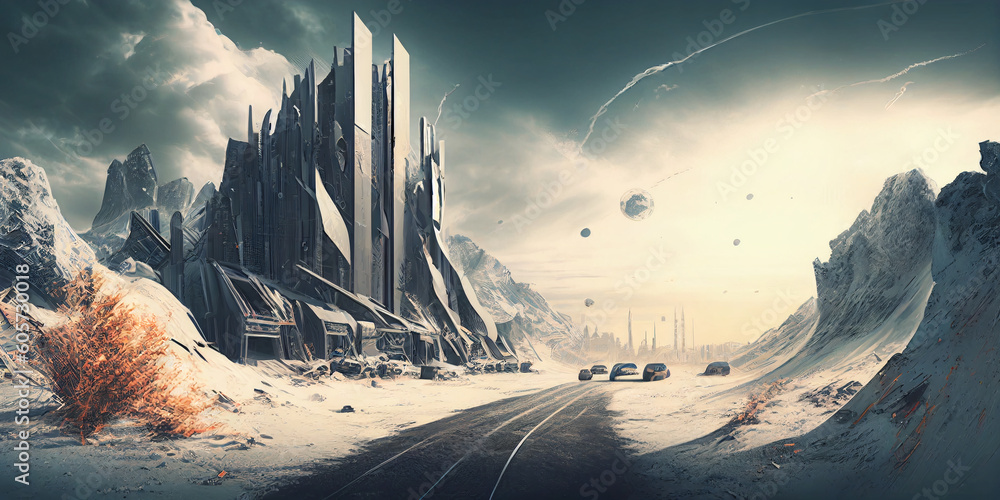 Dystopian Megalopolis: Futuristic Sci-Fi City Illustration with ...