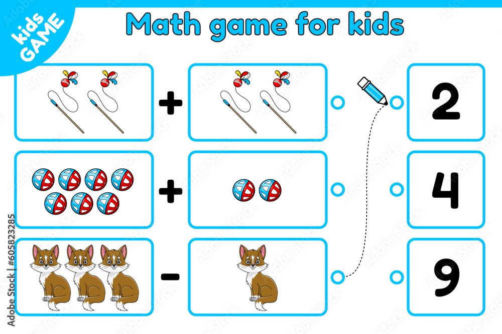 Mathematic educational game for children. Kids task. Count and choose ...