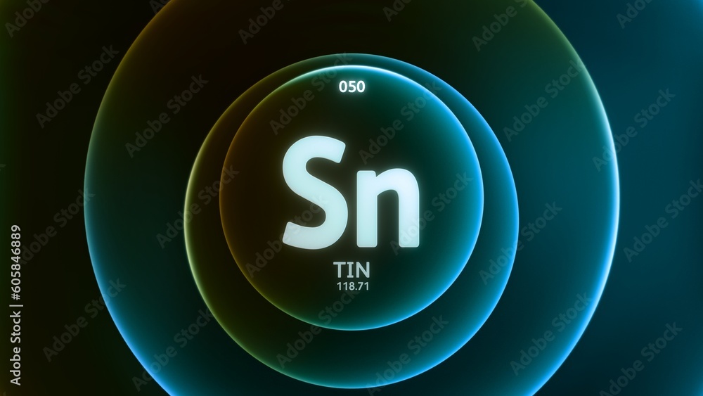 Tin as Element 50 of the Periodic Table. Concept illustration on ...