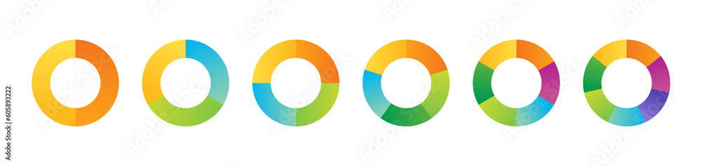 Simple business infographic pie chart collection. 2 to 7 steps vector ...