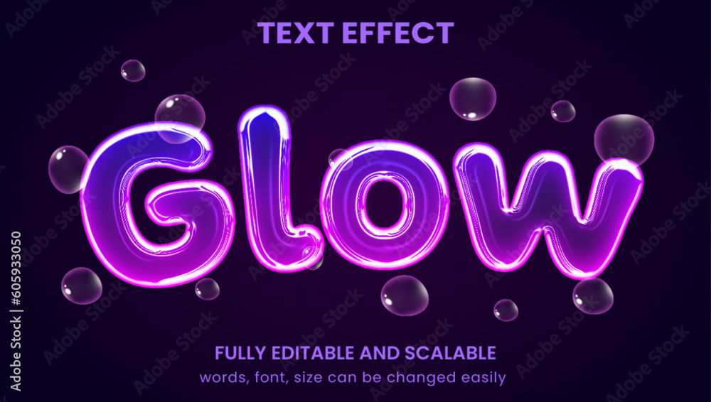 transparent glowing neon bubble 3d graphic style editable text effect ...