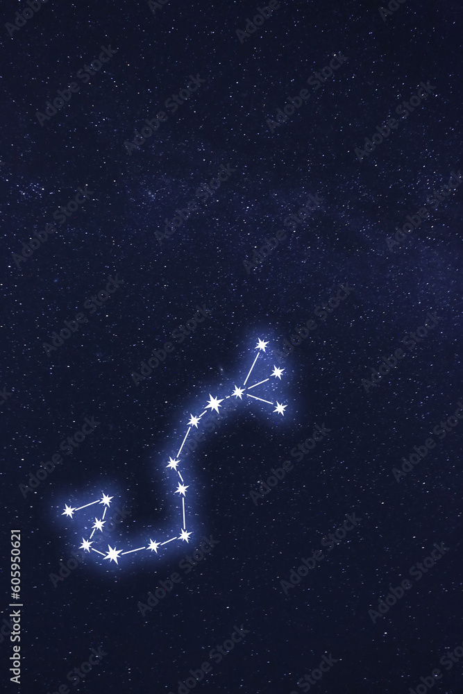 Foto Scorpius (Scorpion) constellation. Stick figure pattern in starry ...