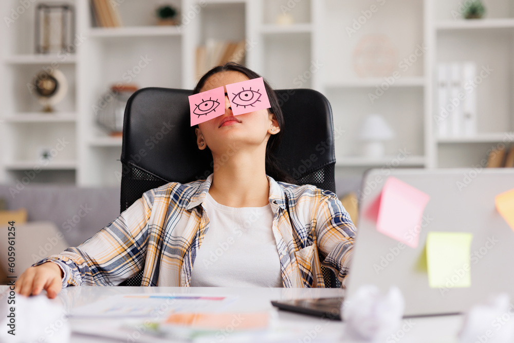 The concept of a lot of work. Tired Indian student girl sleeping with ... The concept of a lot of work. Tired Indian student girl sleeping with ...