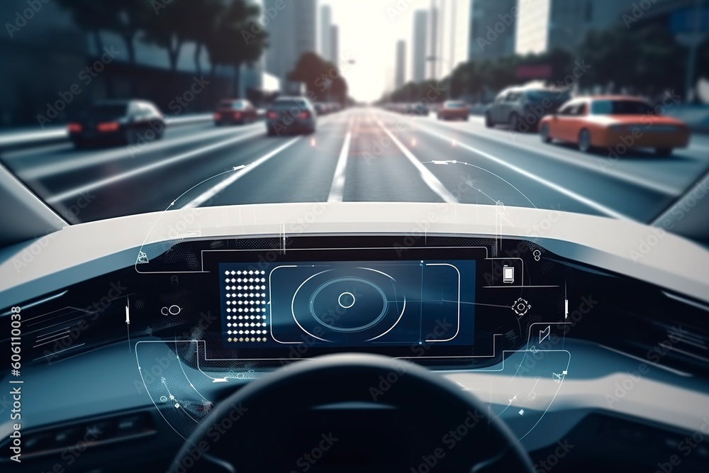 Modern smart car technology intelligent system using Heads up display ...